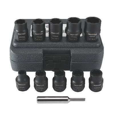 1/2" DRIVE 11 PIECE METRIC HEX GRIP DAMAGED FASTENER IMPACT SOCKET SET ...