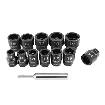 3/8" DRIVE 13 PIECE METRIC HEX GRIP DAMAGED FASTENER IMPACT SOCKET SET ...