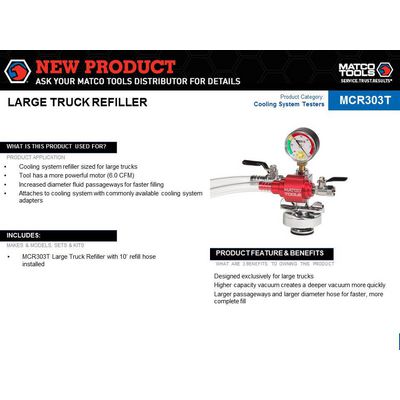 COOLING SYSTEM REFILLER FOR LARGE TRUCKS MCR303T | Matco Tools
