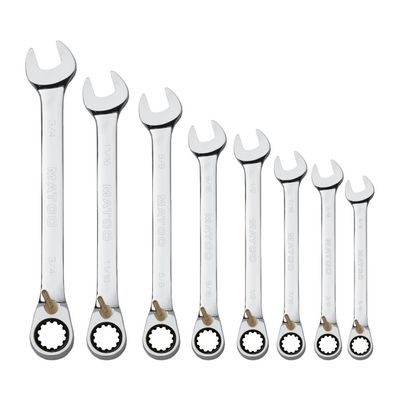 8 PIECE 90 TOOTH SAE REVERSIBLE COMBINATION RATCHETING WRENCH SET ...