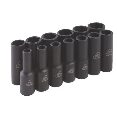 3/8" DRIVE 13 PIECE METRIC MAGNETIC 6 POINT DEEP ADV IMPACT SOCKET SET ...