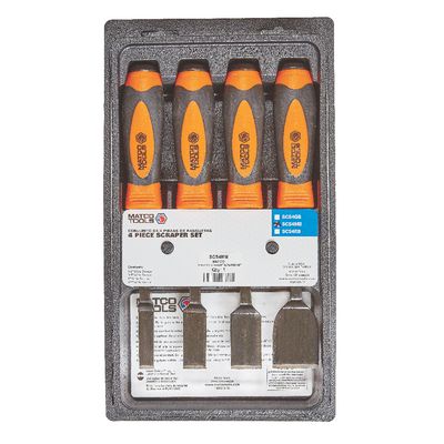 4 PIECE 10" LONG SCRAPER SET - ORANGE SCS4MB | Matco Tools