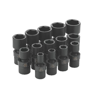 1/2" DRIVE 14 PIECE SAE 6 POINT ADV UNIVERSAL IMPACT SOCKET SET ...