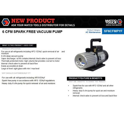 SPARK FREE 6 CFM SINGLE STAGE VACUUM PUMP ETL APPROVED SF6CFMPYF ...