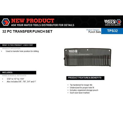 32 PIECE TRANSFER PUNCH SET TPS32 | Matco Tools
